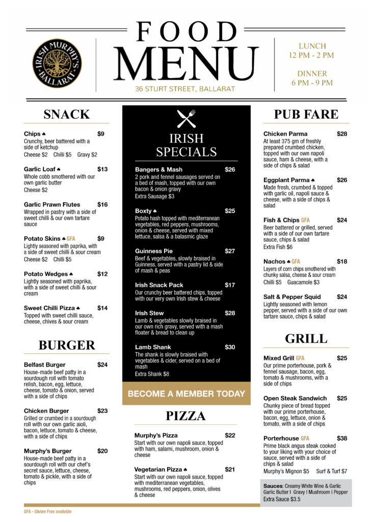 Food - Irish Murphys